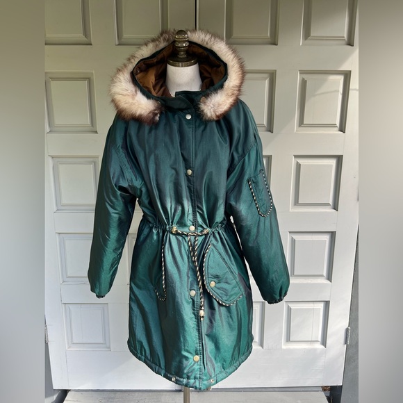 Andy Johns | Jackets & Coats | Vintage Andy Johns Green Iridescent Fur ...